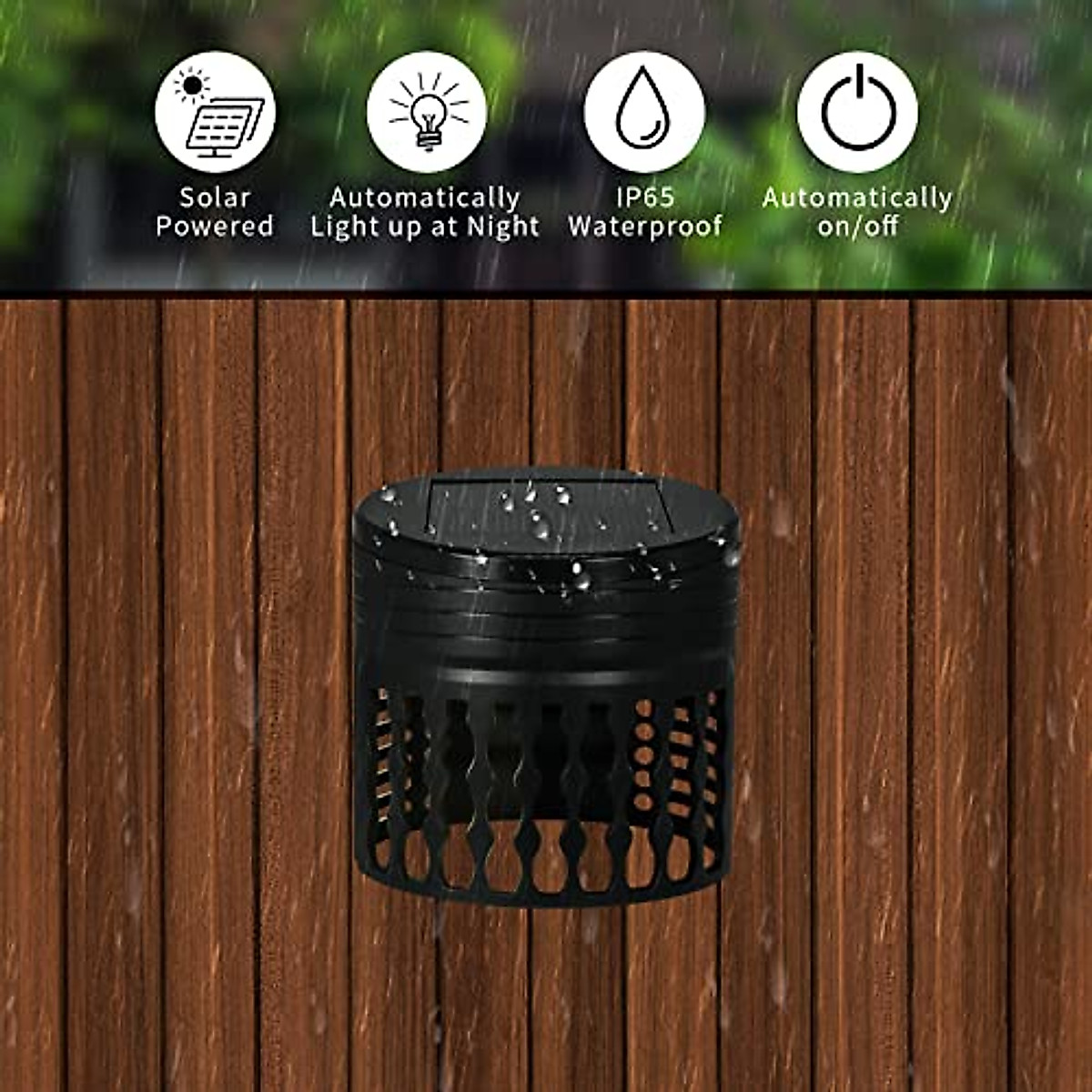 Anordsem Solar Deck Lights, 4 Pack Solar Fence Lights with Warm White and RGB Lock Mode,Waterproof Solar Garden Decorative Lights for Fence, Patio, Deck, Yard, Stairs