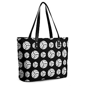 Volleyball Sport Pattern Design Black Shopping Bag Work Tote Shoulder Bag Womens Travel Handbag Hobo Sling Casual Bag for Business, Travel, Date, Party