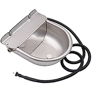 KHEARPSL Automatic Heated Water Bowl Heated Pet Dog Bowl Thermal-Bowl Livestock Water Trough Heated Waterer for Dog Cattle Horse Chicken Pig Goat (Flat Bottom)