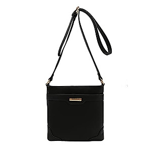 Isabelle Women's Fashion Medium Size Crossbody Bag with Gold Plate Black