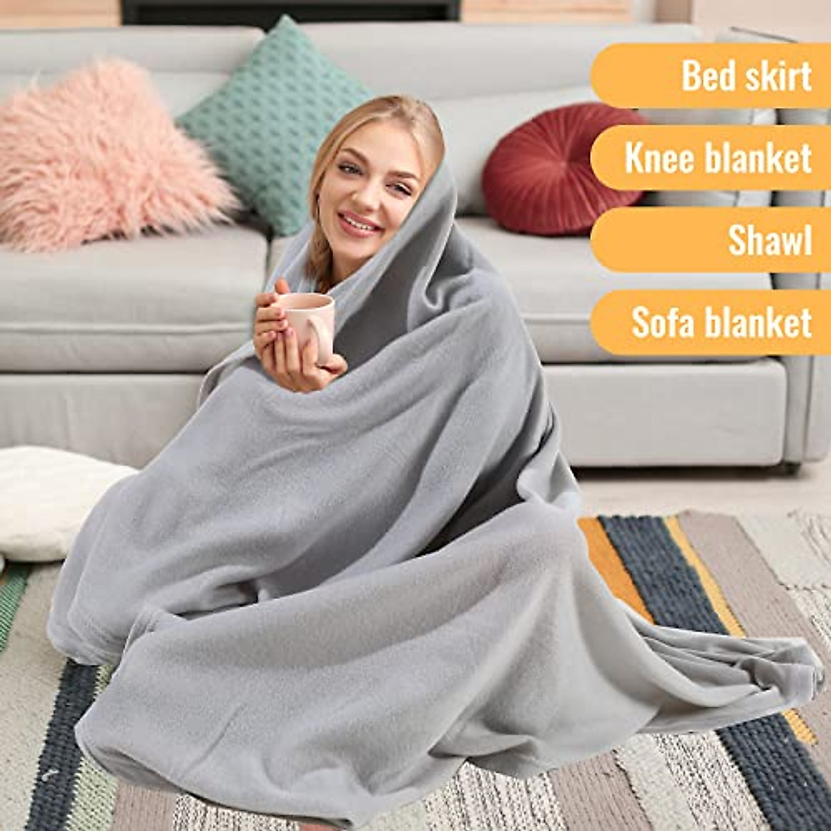 30 Pieces Soft Fleece Throw Blanket Grey Cozy Bulk Blanket 50 x 60 Inches Comfy Fleece Blanket for Home Office Wedding Gifts Outdoor Travel Use
