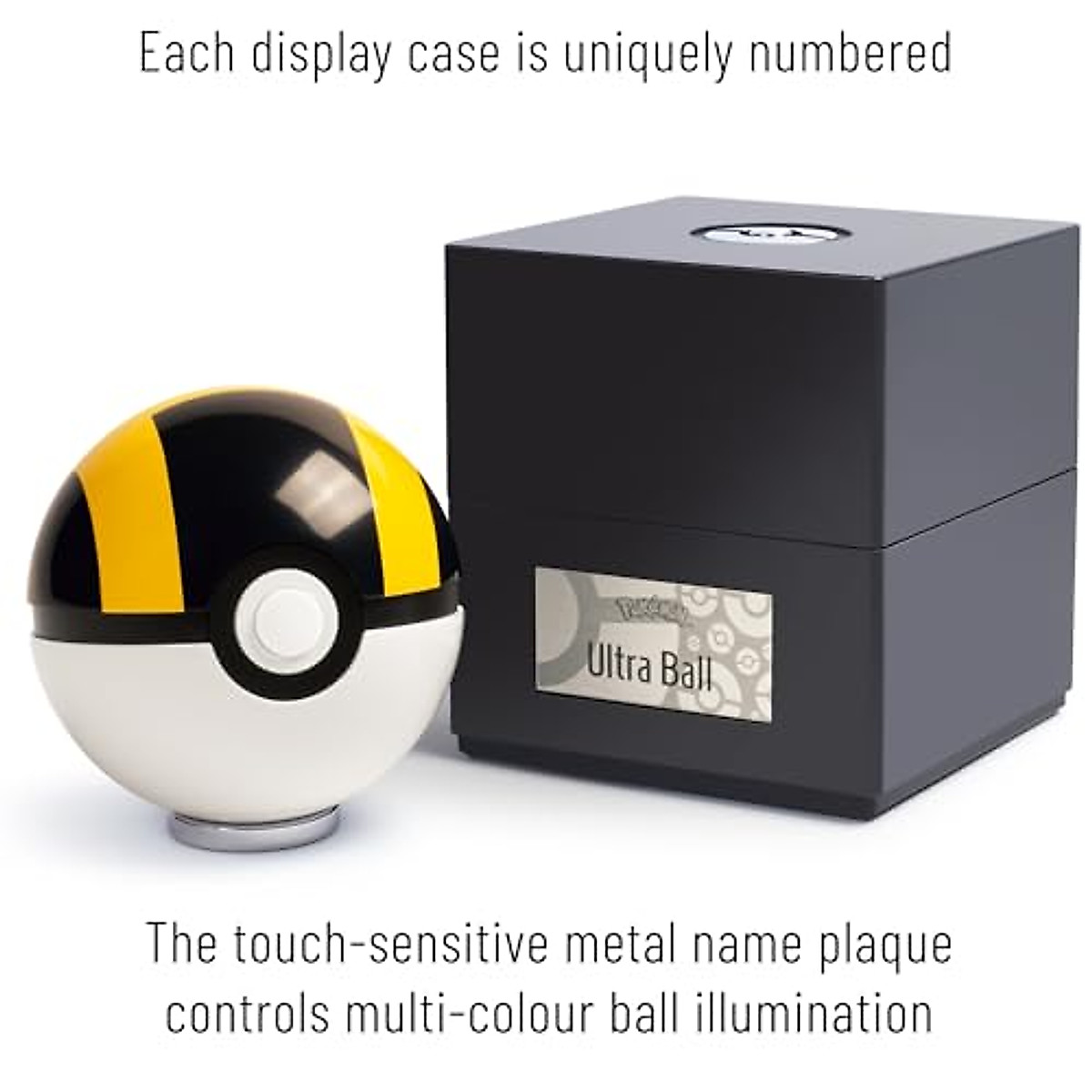 Pokémon Poké Ball Authentic Replicas - Realistic, Electronic, Die-Cast Poké Ball with Display Case Light Features - by The Wand Company (Ultra Ball)