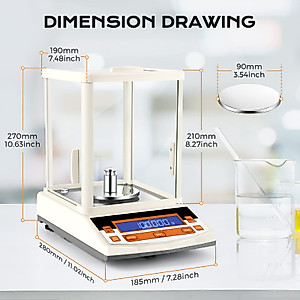 Bonvoisin Analytical Balance 300gx1mg Precision Lab Scale 0.001g Digital Analytical Scale RS232 Interface Laboratory Electronic Balance LCD Display with Windshield (300g, 1mg)
