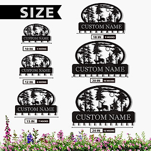 Dyoart Personalized Key Holder for Wall, Custom Metal Deer Cabin Key Hooks with Name, Metal Key Holder Hooks Organizer Rack, Key Hanger Decor for Kitchen, Entryway, Hallway, Office, Doorway