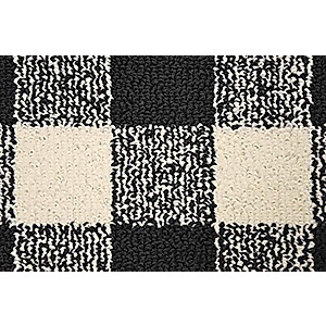 Garland Rug Country Living – Checkered Buffalo Plaid Design, Non-Slip Rubberback, Traditional 5x7 Area Rug for Living Room, Bedroom, Kitchen, Dining Room, Nursery,Black/Ivory