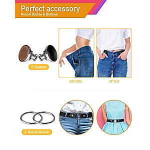 YUNDUOJIA No Buckle Comfortable Elastic Stretch Belts for Womens, Black Elastic Waist Adjustable Invisible Belts for Jeans Pants（2 Sets）