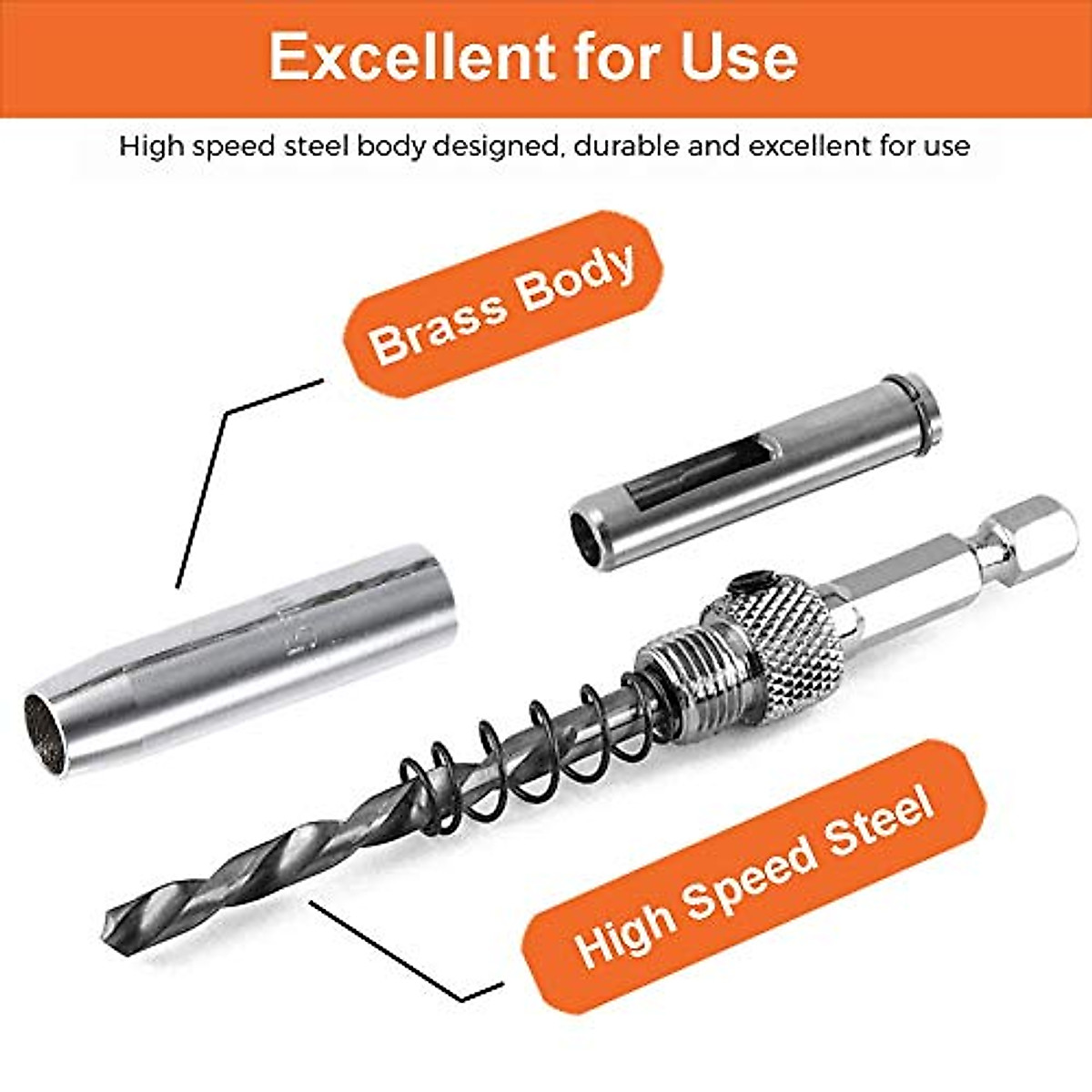 Bestgle 16 in-1 Center Drill Bit Set, 8pcs 1/4" Hex Shank Self Centering Hinge Hole Drilling Tool Kit for Woodworking Window Door Hinge with 1 Hex Key & 8 Replacement Drill Bits & Plastic Storage Case