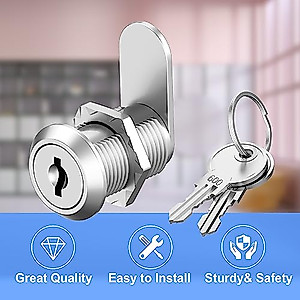 BOZXYE 3 Pack Mailbox Lock Cam Locks Keyed Alike, 7/8" Cabinet Lock with Key, Secure File Cabinet Drawer, Mailbox Lock Replacement for Storage Door Tool Box, Zinc Alloy