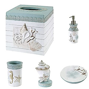 Avanti Linens - Farmhouse Shell Collection Bundle, Beautiful Coastal Decor for Bathroom or Kitchen