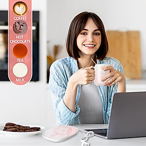 Nitial Christian Gifts God Says You are Coffee Warmer with Mug Set for Women Pink Marble Mug Warming Plate Birthday Gift Valentine's Day Gifts for Coworker Volunteer Teacher