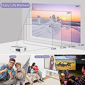 7500 Lumen Native 1080P Full HD Daytime Projector with Keystone Correction & Zoom, 200" Outdoor Movie Smart Projector Compatible with iOS/Android/TV Stick/PS5/DVD