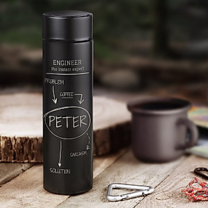 Maverton Travel Mug with engraving for man - 15,2 fl oz flask for him - Removable tea infuser - Lightweight design - LED Display - For Birthday - Personalized gadget for traveler - engineer