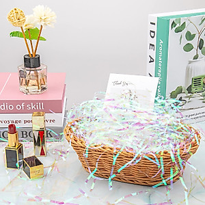 Caleihd 1LB Gift Basket Filler, Iridescent Crinkle Cut Grass Confetti Cushion Paper Streamer for Christmas Wedding Birthday Bridesmaid Engagement Craft Gift Boxes Bags Filler Decoration (3MM)