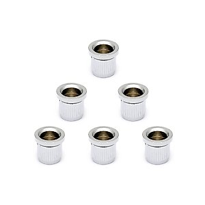 Bogart Guitar String Ferrules String Through Body Rear Mount Bushings String Caps for Fender Strat Tele Style Electric Guitar Chrome Set of 6Pcs.