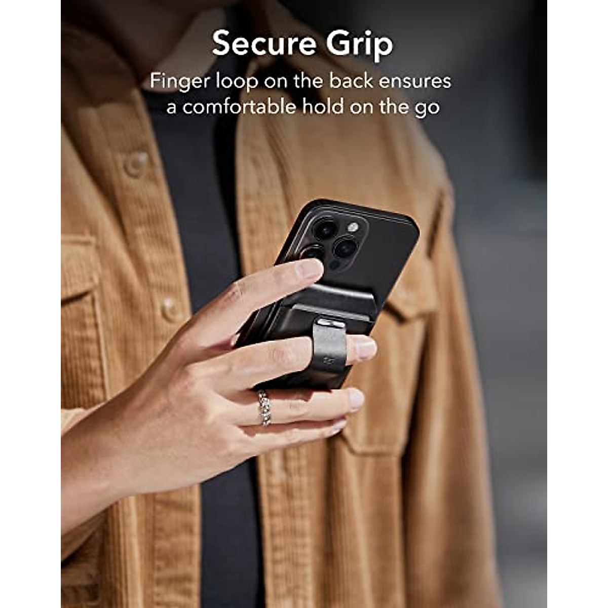 ESR MagSafe Wallet (HaloLock), Geo iPhone Wallet Stand with Full Find My Functionality, Wallet Tracker with Adjustable Stand, Magnetic Wallet for iPhone 14/13/12 Series, MagSafe Accessories, Black