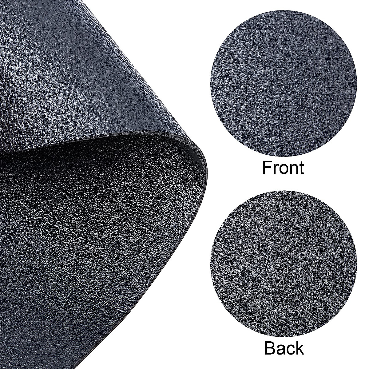 GORGECRAFT Double Sided Faux Leather Sheets Grain Texture PU Fabric Synthetic Vinyl Material for Bows Earring Making DIY Craft, Black