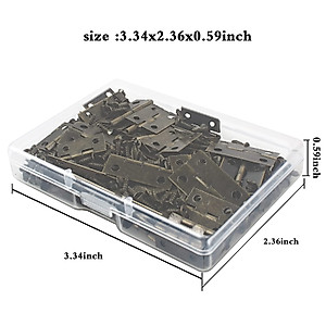 60Pcs Small Mini Hinges for Wooden Box, Crafts, Jewelry Box, Bird House, Bronze Small Box Hinges with 260 Pcs Screws
