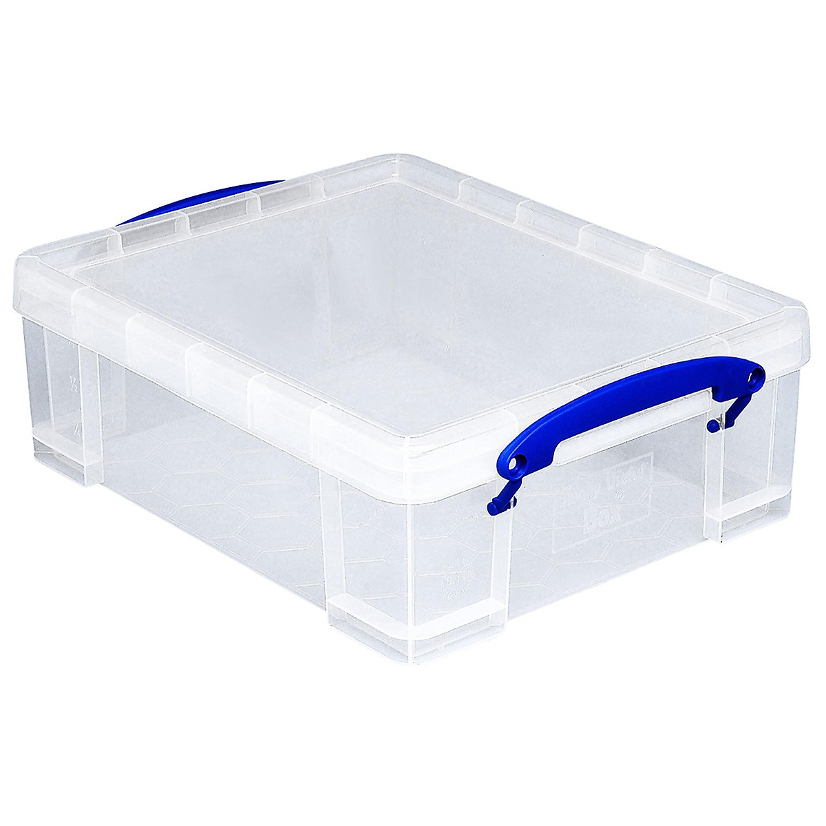 Really Useful Box 4 Pack Storage Bins, Clear Plastic Stackable Organizing Totes, 8.1 Liter