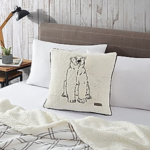 Eddie Bauer Home Throw Pillow with Zipper Closure, Perfect Home Decor for Bed or Sofa, 20" x 20", Polar Bear Grey/White