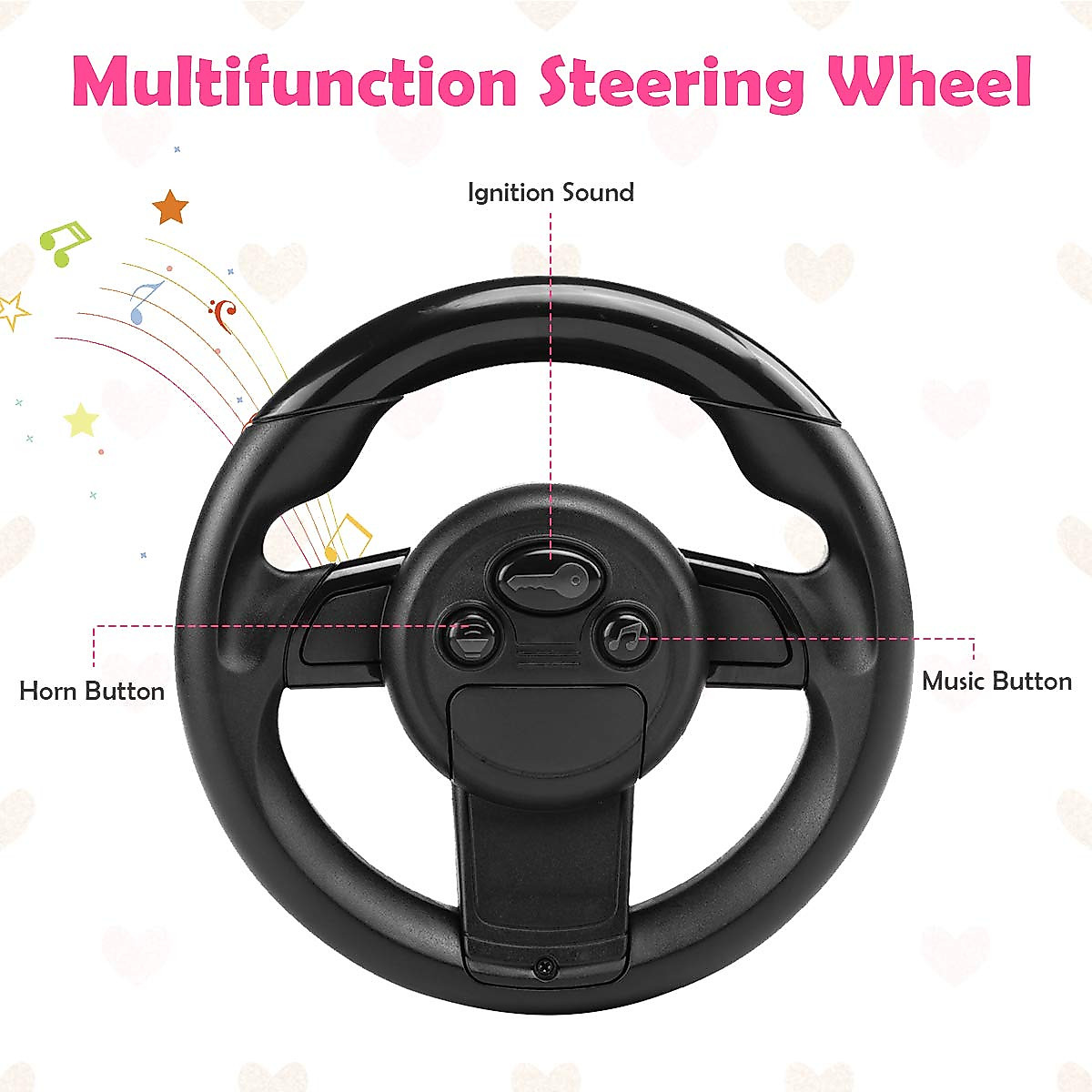 Costzon Kids Push and Ride Racer, Ride On Push Car w/Horn, Music, Under Seat Storage, Handle, Foot-to-Floor Sliding Car Pushing Cart for Toddler, Gift Toy for Children Boys & Girls (Pink)