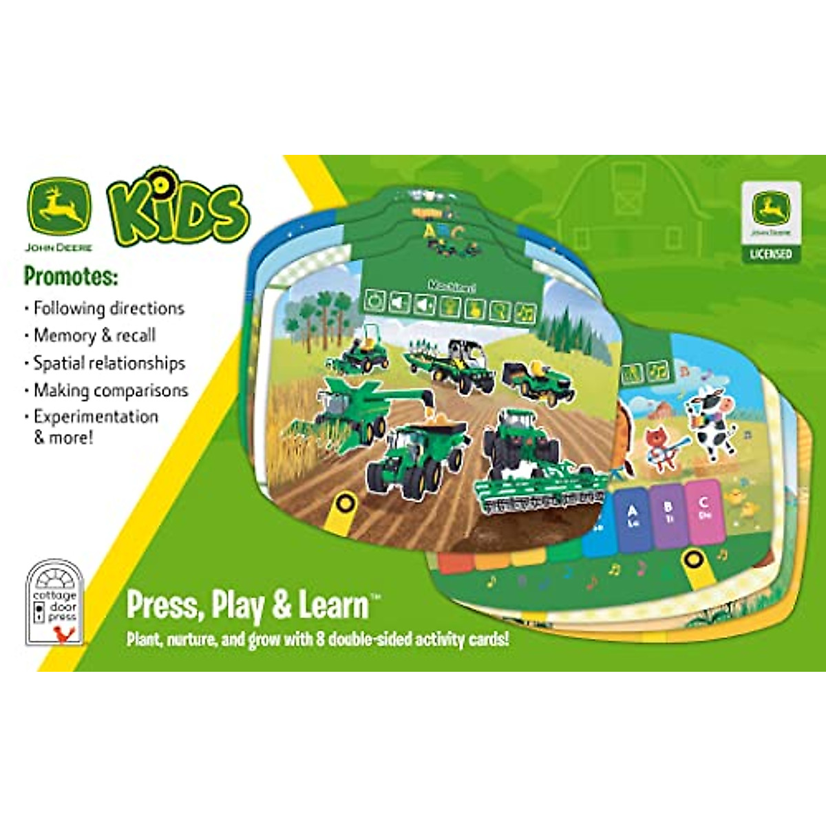 John Deere Kids Early Learning Activity Tablet - Read, Play, Press & Learn Electronic Activity Pad Reader With Removable Cards for Toddlers, ... & Answer Activity Desk (Press, Play & Learn)