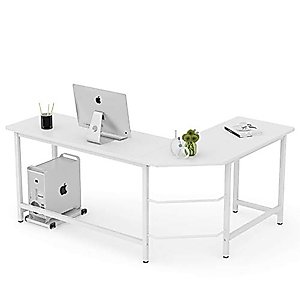 Tribesigns 66 inch Modern L Shaped Desk Corner Computer Desk PC Laptop Study Table Workstation Home Office Wood & Metal, White