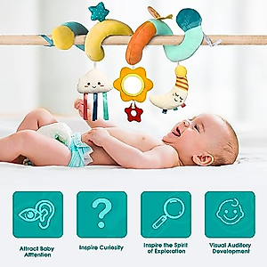 Elsonap Car Seat Toys Stroller Toys Newborn Toys Baby Toys 0-6 Months, Infant Toys 0-6 Months Baby Toys 3-6 Months for Mobile Crib Bassinet with Squeak Mirror Teether for 0 3 6 9 12 Boys Girls Babies