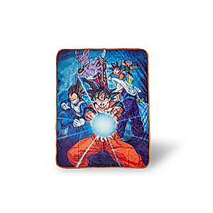 Dragon Ball Super Fighters & Warriors Fleece Throw Blanket | Features Beerus, Whis, & The Legendary Dragon Ball Warriors | 60 x 45 Inches