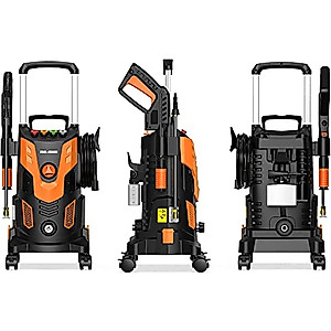 Rock&Rocker Upgraded 1750PSI Pressure Washer, 2.5GPM Portable Electric Power Washer with 360° Spinner Wheels, 4 Quick Connect Nozzles Foam Cannon for Car/Patio/Deck/Home Cleaning