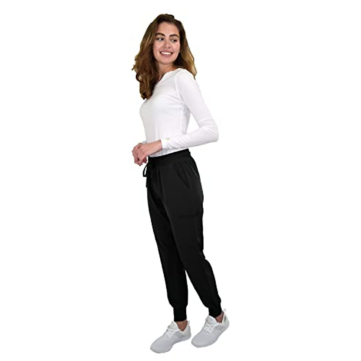 GT Performance Women's Medical Nursing Jogger Scrub Pant Black-Medium