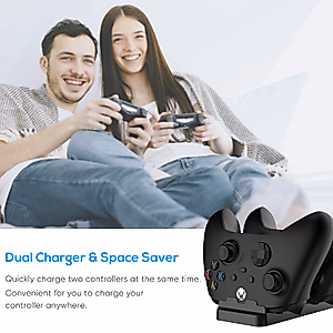Controller Charging Dock for Xbox Series X, Xbox Series S, Xbox-one S and Xbox-one X with 800mAh Battery Pack and Battery Cover, MENEEA Dual Charger Stand Station Accessories with Charging Cable