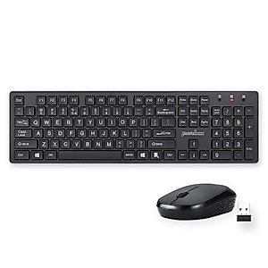 Perixx PERIDUO-717 Wireless Standard Keyboard and Mouse Combo-Set with Big Print Letter, Black, US English Layout