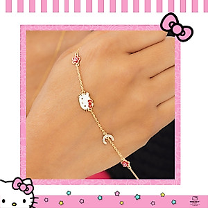 Hello Kitty Sanrio Womens Initial Bracelet 6.5" + 1"- Official License 18k Flash Plated Cubic Zirconia Letter C Bracelet