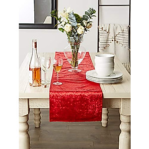 DII Velvet Collection Tabletop, Table Runner, 14x72, Red