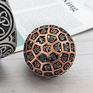 100 Sided Dice Metal Hollow D100 DND Dungeons and Dragons Gifts D&D RPG Polyhedral Games Dice Accessories Large Giant Pathfinder Roleplaying MTG Dice Bring a Black Leather Bag, red Copper