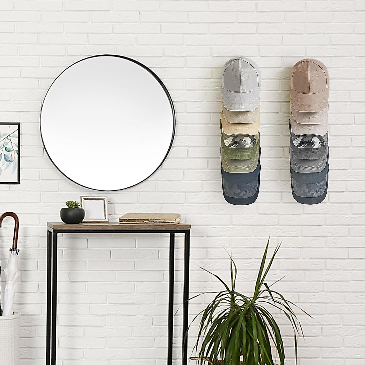 Mkono Hat Organizer for Baseball Caps, Set of 2 Vertical Hat Rack for Wall Holds up to 18 Hats, Baseball Cap Organizer Hat Hanger Holder Cap Storage Display Hook for Bedroom Closet Entryroom