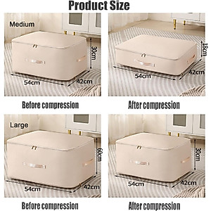 Ultra Space Saving Self Compression Organizer,New Heavy Duty Moving Bags,Clothing Storage Bags with Zipper for Comforters,Blankets,Bedding,Clothes(Grey,XL-54 * 42 * 60cm)