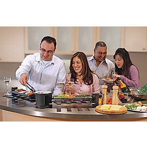 Swissmar KF-77073 Swivel 8-Person Raclette Party Grill with Granite Stone and Cast Aluminum Non Stick Grill Plate, Black