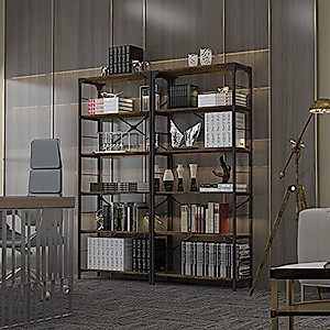 Kiimeey 6-Tier Bookcase Large L31.5 Industrial Black Tall Open Shelf (Vintage)