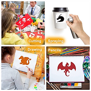 65 Pieces Dragon Stencils for Painting, Small Reusable Dragon Stencil Template DIY Craft Paint Stencils for Painting on Wood Wall Card Rock Decor (Dragon)
