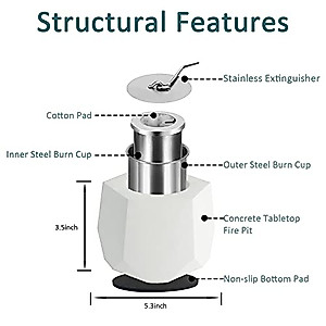 Tabletop Fire Pit, Indoor Fire Pit, Portable Fire Pit, Personal Ethanol Fireplace, Outdoor Table Top Fire Pit, Rubbing Alcohol Mini Fire Pit, Long Burning Smokeless Fire Bowl with Extinguisher