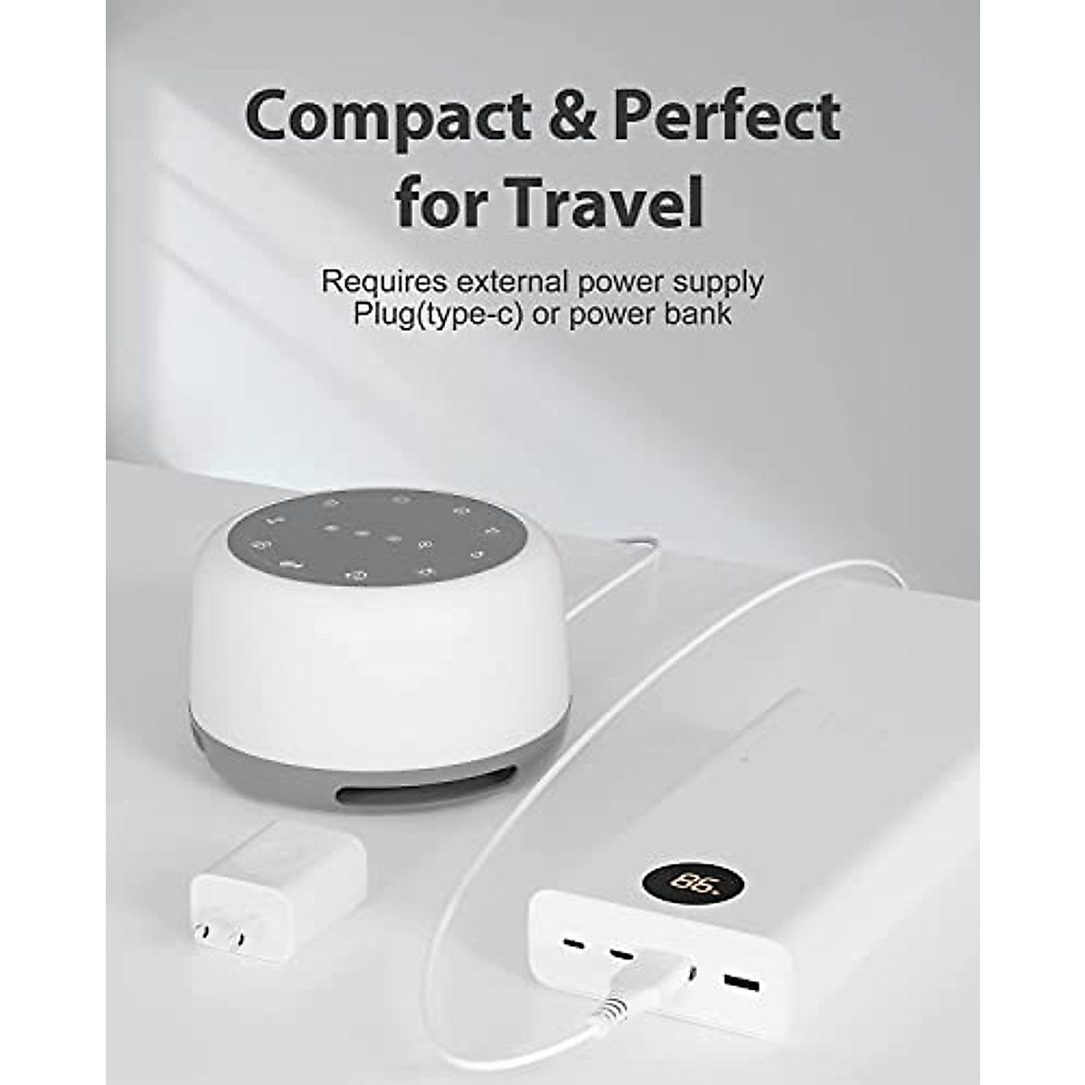 Anescra White Noise Sound Machine and Night Light for Home Office with 24 Soothing Nature Sounds,16 Levels Volume, Portable Sleep Sound Timer Therapy for Baby Adults Kids, Sleeping Aid|USB Type-C