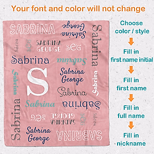 ONGNOU Custom Blanket Personalized Throw Blanket with Monogram Name Text Perfect Customized Baby Blanket for Newborn Baby, Toddler, Kids, Friends or Family on Thanksgiving Easter and Birthday Gift