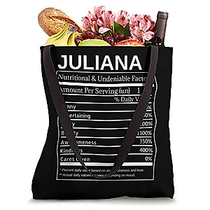 Juliana Nutrition Facts Funny Sarcastic Personalized Name Tote Bag