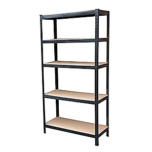 5-Shelf Adjustable Heavy Duty Storage Shelving Unit, Metal Steel Shelf Rack for Kitchen Garage Pantry Organization, Black (40 x 90 x 180cm)