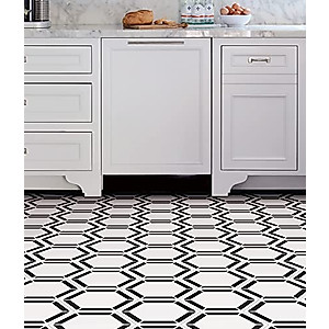 FloorPops 9" x 10.4" Coltrane Peel & Stick Hexagon Vinyl Floor Tiles (10 Tiles), (4.5 sqft/Carton), Off-White
