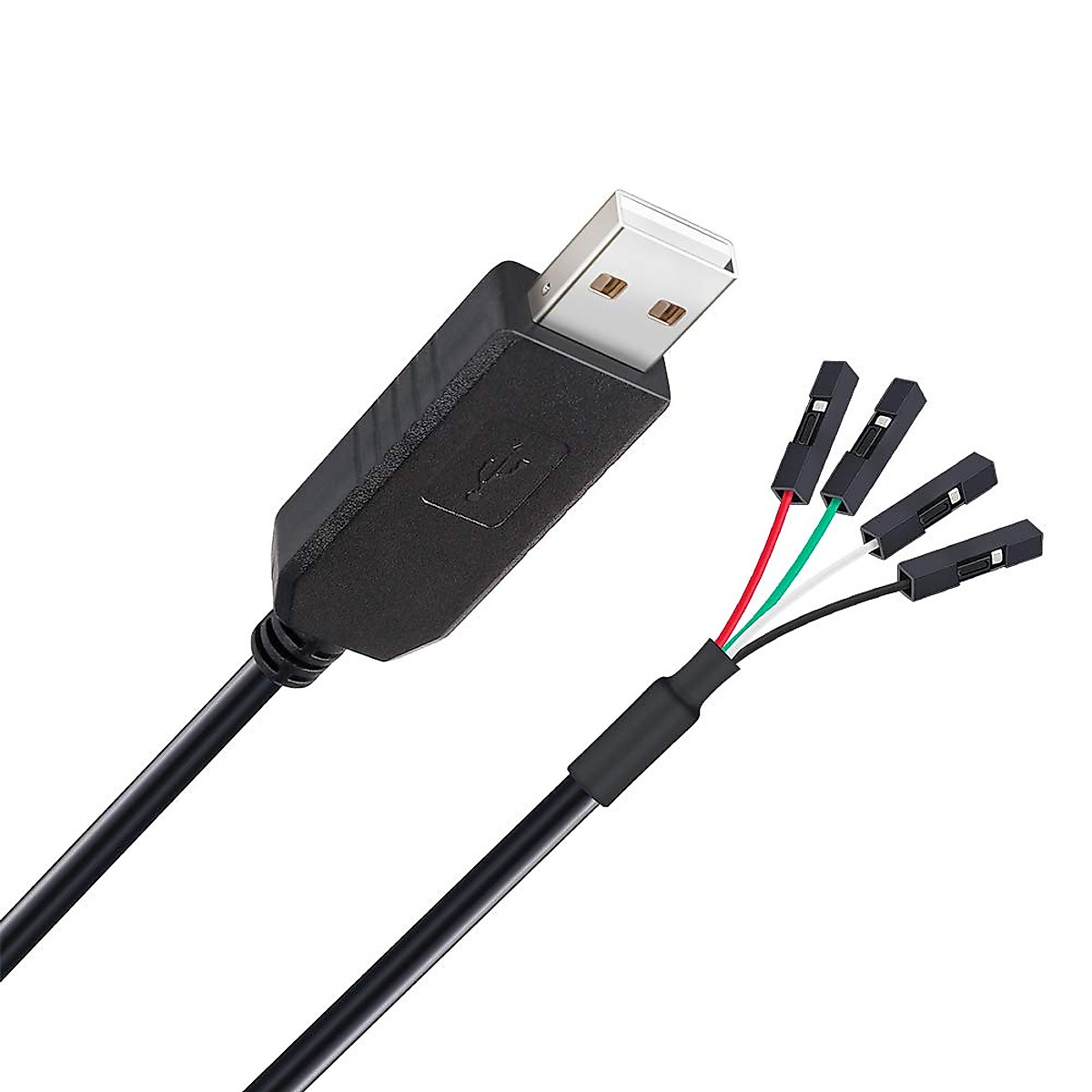 DTech USB to TTL Serial 3.3V Adapter Cable TX RX Signal 4 Pin 0.1 inch Pitch Female Socket PL2303 Prolific Chip Windows 10 8 7 XP Vista (6ft, Black)