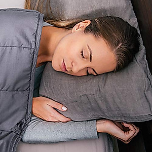 Bed Buddy Weighted Blanket 17 lbs - Weighted Blanket Adult Sized - Heavy Blanket with Weighted Glass Beads, Grey, 17 pounds, for Full, Queen Size, Twin Size