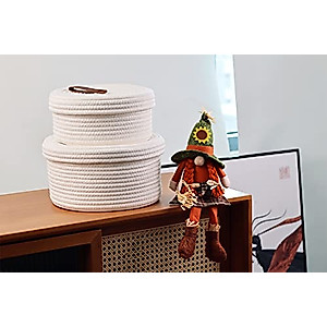 YEARONAN 2pack Lidded Round Basket- Decorative Baskets with lids for Shelves and Coffee Tables - Small Basket with lid-gifts for friends women-Housewarming Gifts for New Home