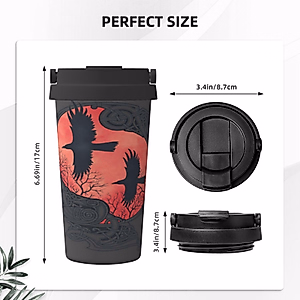 Vikings Norse Odin Ravens 16oz Stainless Steel Travel Mug - Spill Proof Lid, Keeps Hot & Cold For Hours - Tea & Drink Thermos